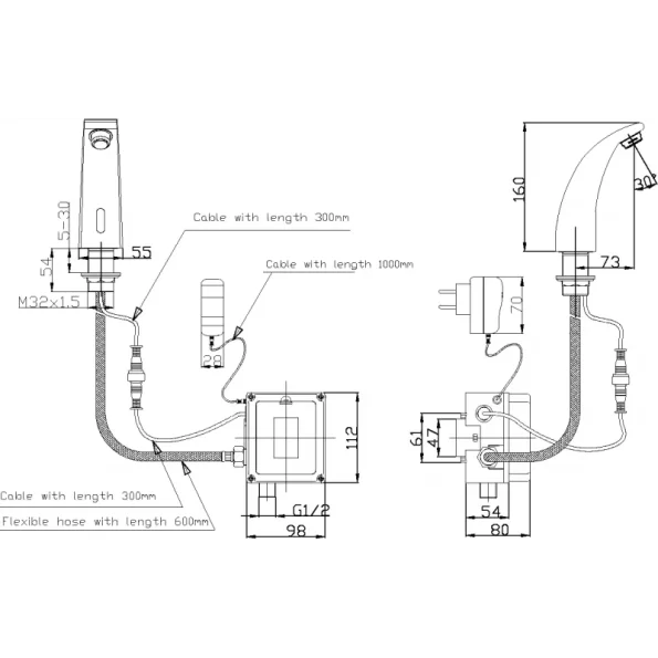 Sarrdesign Onyx Basin Mixer Photocell With Power Supply ,SD1001-ND-CP ...