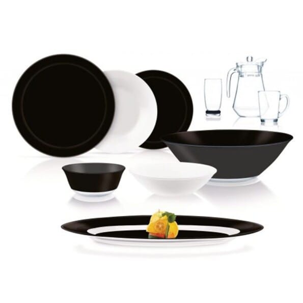 LUMINARC Black & White Dinnerware Set, 46 Pieces - 4umart