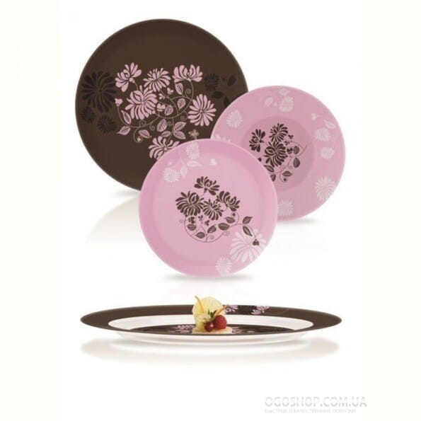 Luminarc Tamako Pink Dinner Set 19 pieces ,N9714 - 4umart