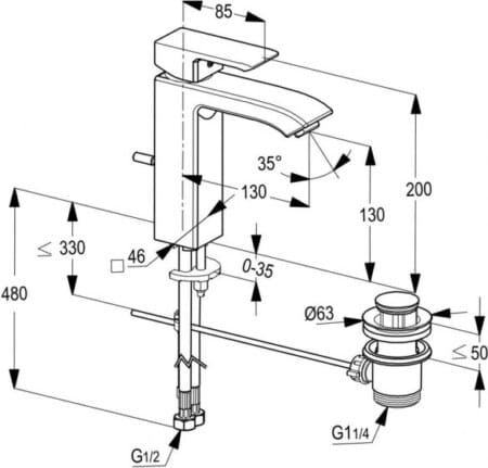 Kludi Rak Profile Star single lever XL basin mixer ,RAK14160-BK1 - 4umart