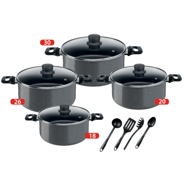 Tefal Cook Natural Cooking Set with Glass Lid, Stewpots 18,20,26,30 ...